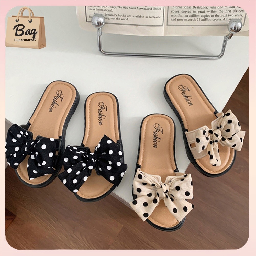 Children's Girls Princess Polka Dot Bow Slippers Summer Girls Beach ...