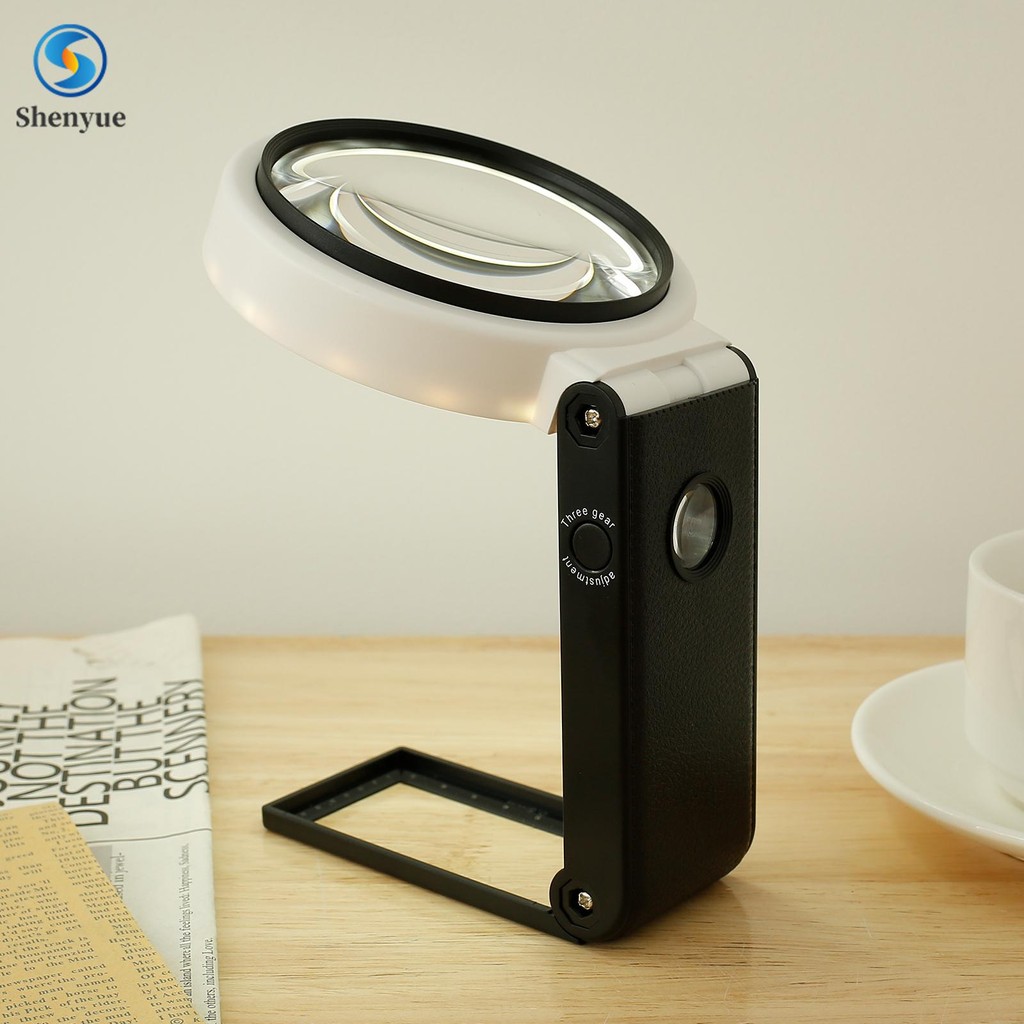 Magnifying Glass with Light and Stand 10X 25X Magnifier USB Handheld ...