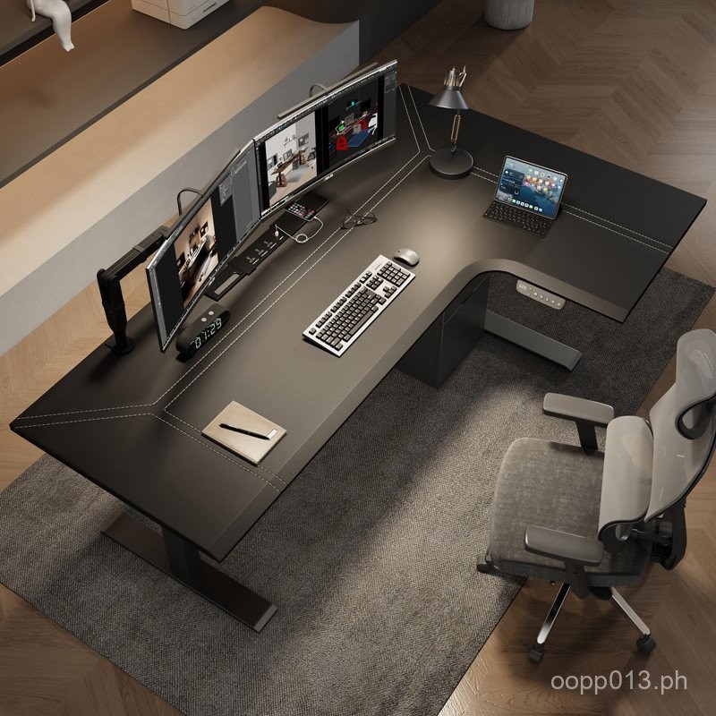 Corner Electric Lifting Table l Type Corner Leather Surface Workbench ...