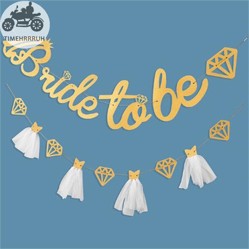 time Bride To Be Banner Glitter Paper Wedding Dress Diamond Bridal ...