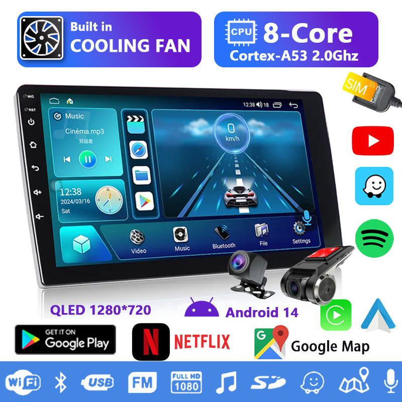 (Cooling Fan+SIM Card) 8Core 6G+32G Car Stereo Android Head Unit with ...