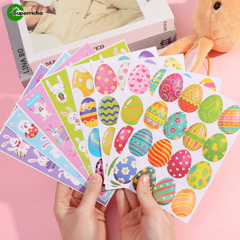 Cute Rabbit Egg Self Adhesive Labels - Festival Present Box Decor Tags ...
