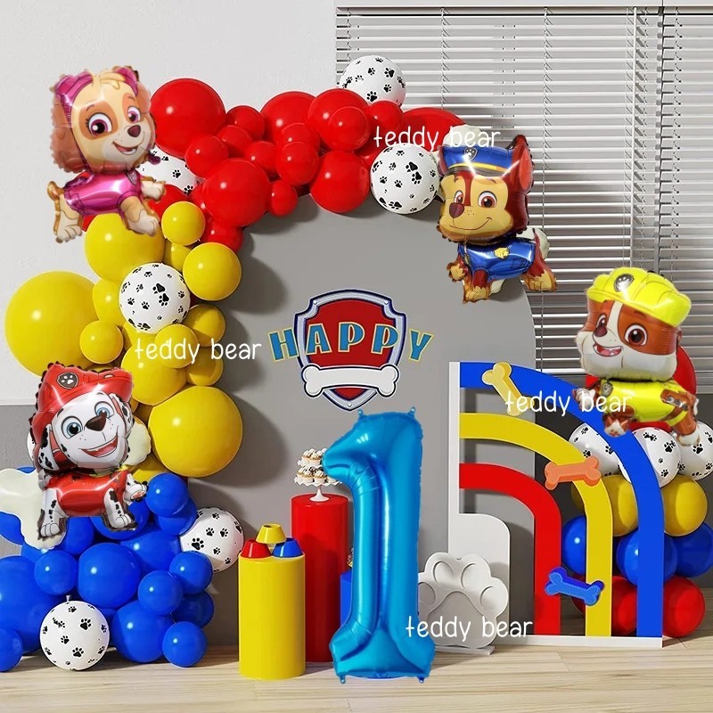Paw Patrol Balloons Garland Arch Kit 32inch Blue Number Balloon Mini Dog Marhsall Chase Skye ...