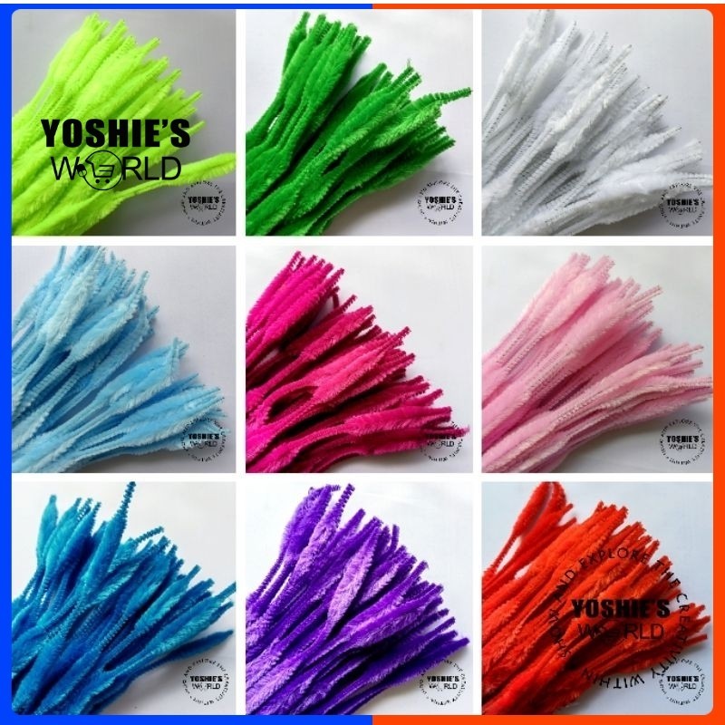 48-50pcs CHENILLE fuzzy wire with BUMP single color for arts and craft ...