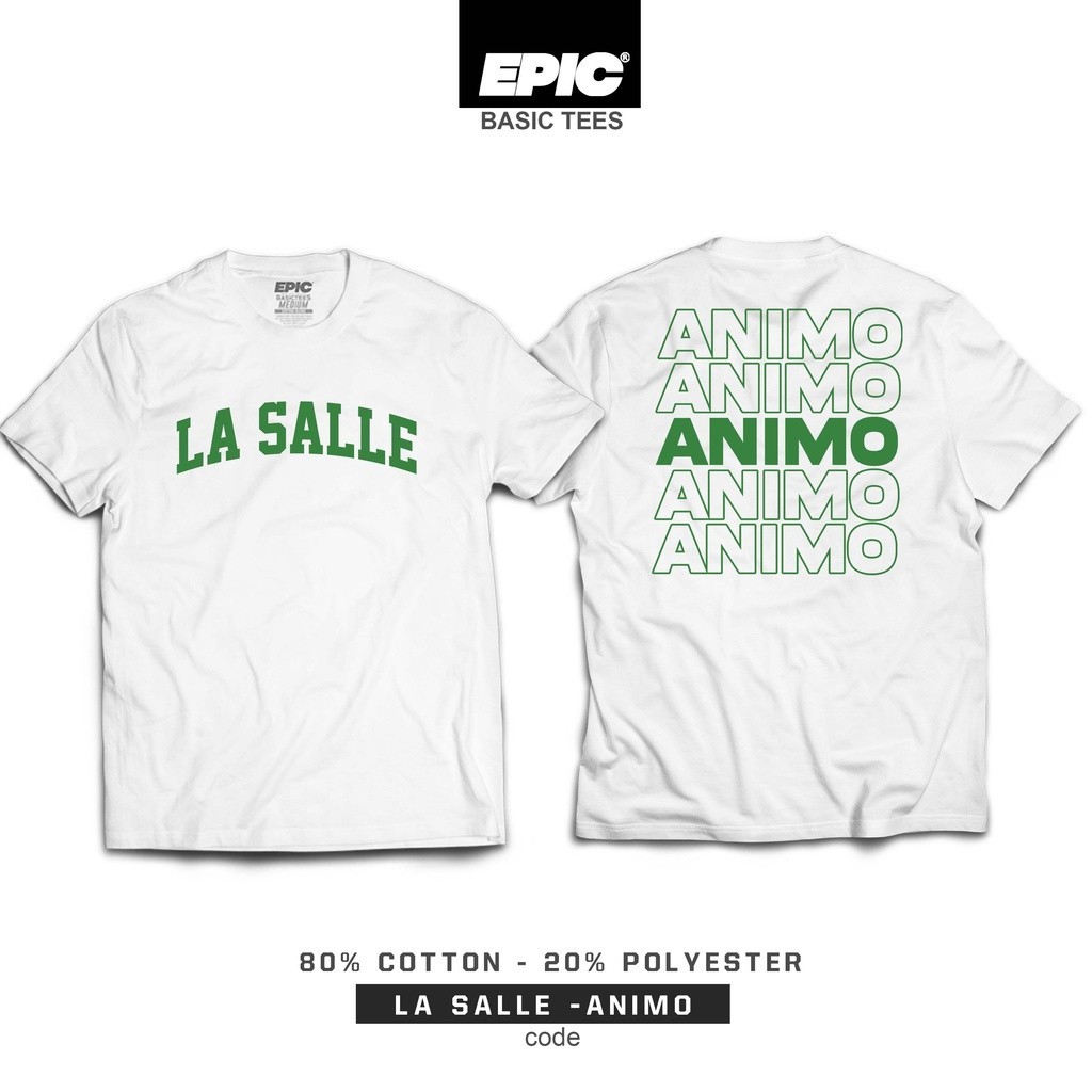 BASIC - DE LA SALLE UNIVERSITY - ANIMO LA SALLE -DLSU Cotton T shirt ...