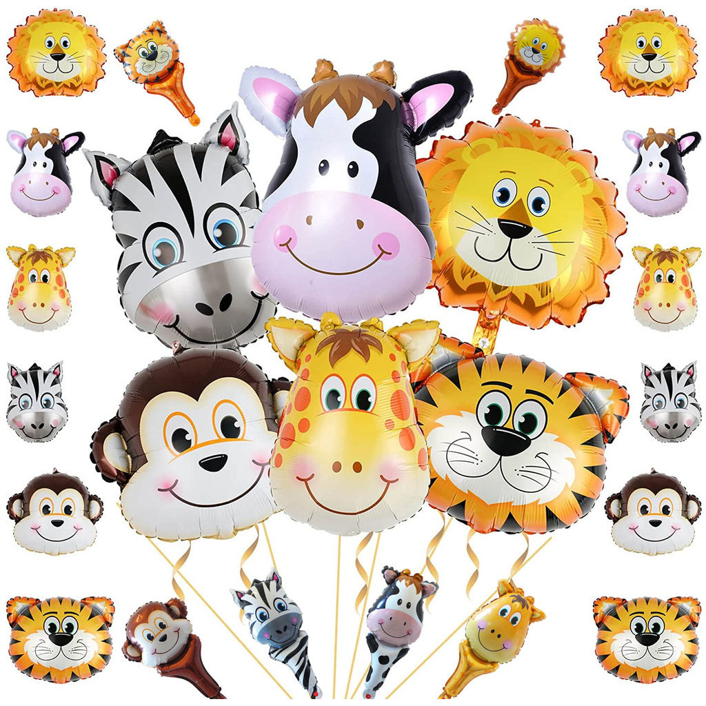 Jungle Safari Animal Theme Balloons 32 Inch Tiger Lion Zebra Monkey ...