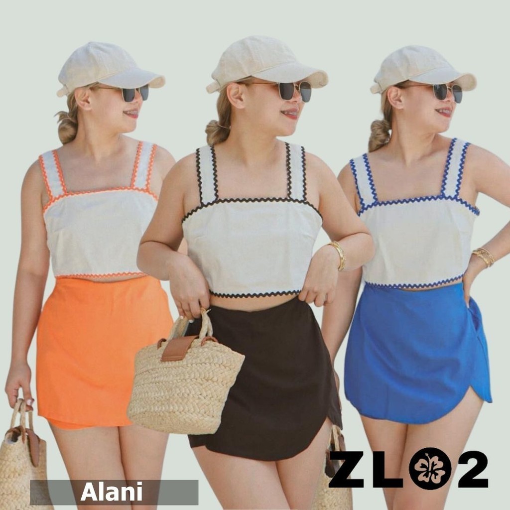 ZLO2 Terno Ric Rac Sleeveless Semi Crop Top and Skort Coordinates Set ...