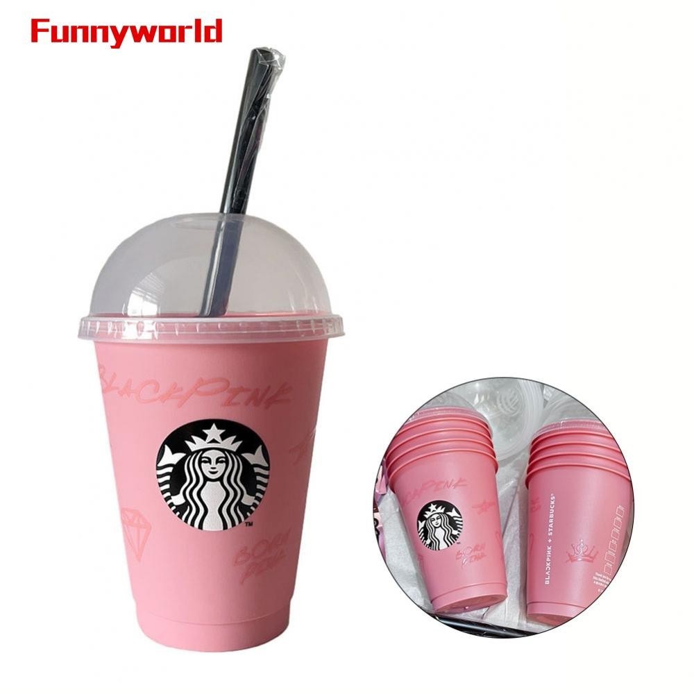 Eco Friendly Pink Straw Cup with Lid and Straw for Starbucks Blackpink ...