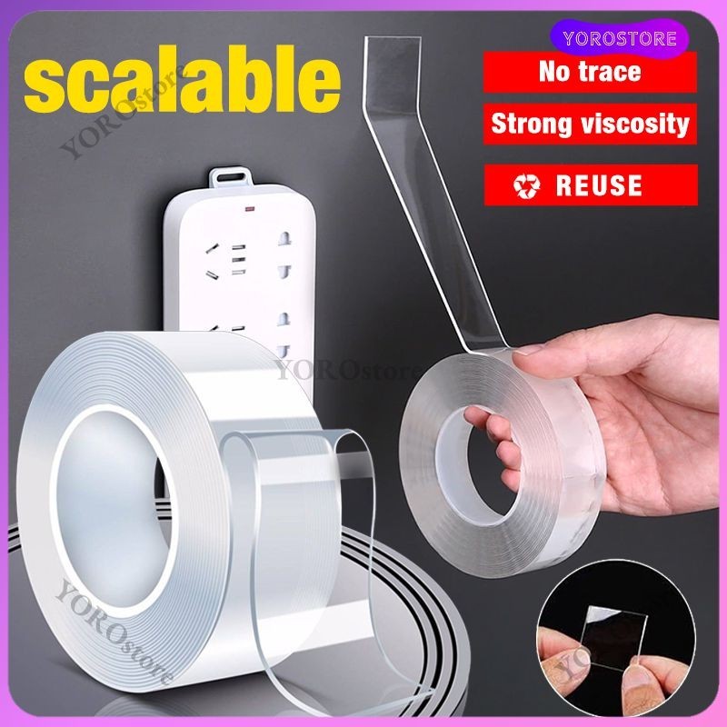 Nano Double Sided Tape 1M/3M/5M/10M Strong Viscosity Waterproof Reusable Multifunction Sticky ...