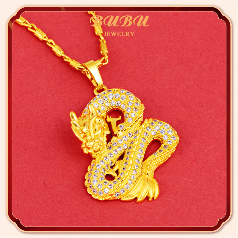 Original Saudi gold 24k nasasangla pawnable necklace men's dragon brand ...