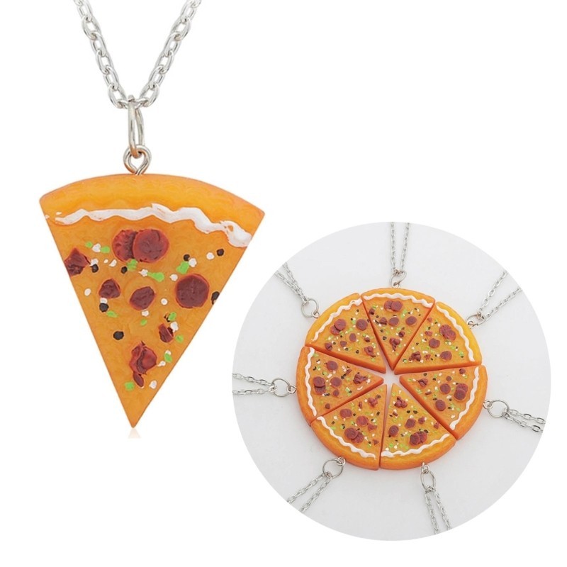 CH 7 Pieces Creative Pizza Lover s Necklace Keychain Set with Resin ...