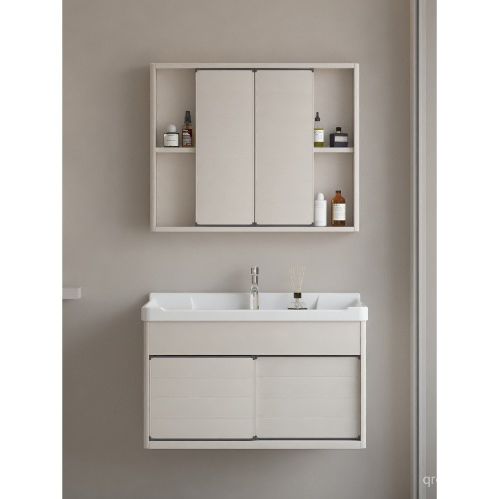 Sliding Door Bathroom Cabinet Hidden Wash Basin Cabinet Combination ...