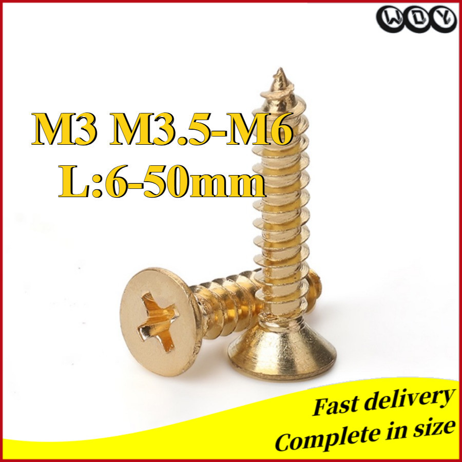 / Self-Tapping Flat Head Screw /countersunk head Screw/wood screw/Metal Screw (COPPER) M3/M3.5 ...