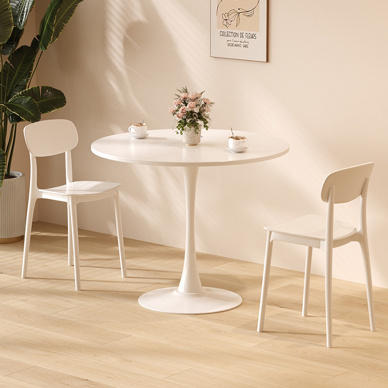 White Small Round Table Tulip Balcony Leisure Milk Tea Coffee Table ...