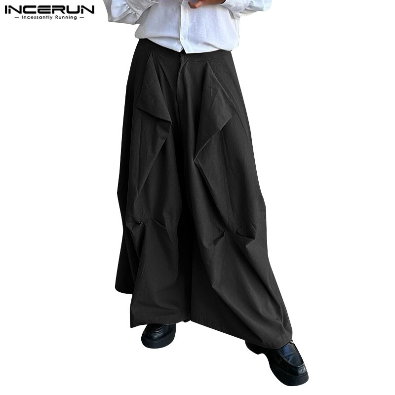 INCERUN Men's Fashion Irregular Deconstructed Design Pants | Shopee ...