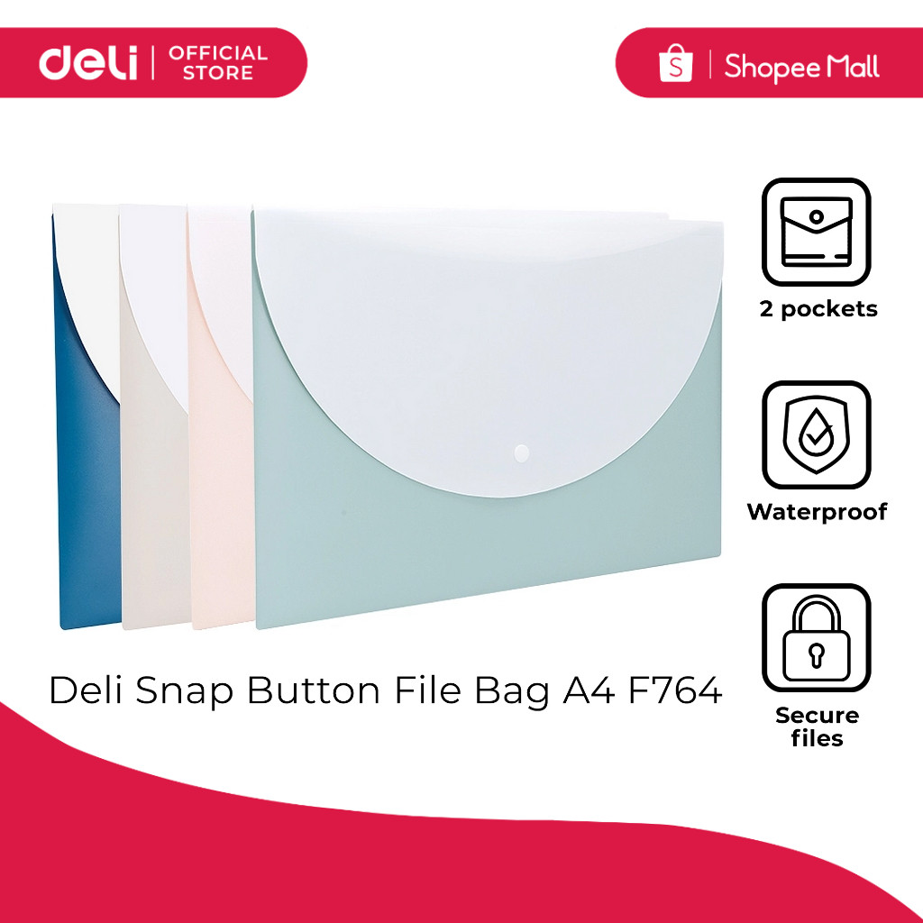 Deli F764 Snap Button File Bag A4 | Shopee Philippines