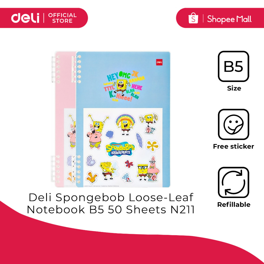 Deli N211 Spongebob Loose-Leaf Notebook B5 50 Sheets | Shopee Philippines