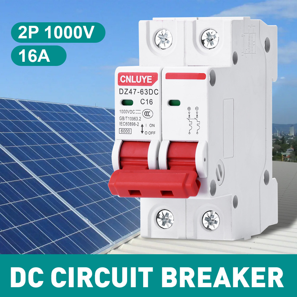 2P DC 1000V Solar Mini Circuit Breaker Battery Switch 6A 16A 63A DC MCB for Photovoltaic PV ...