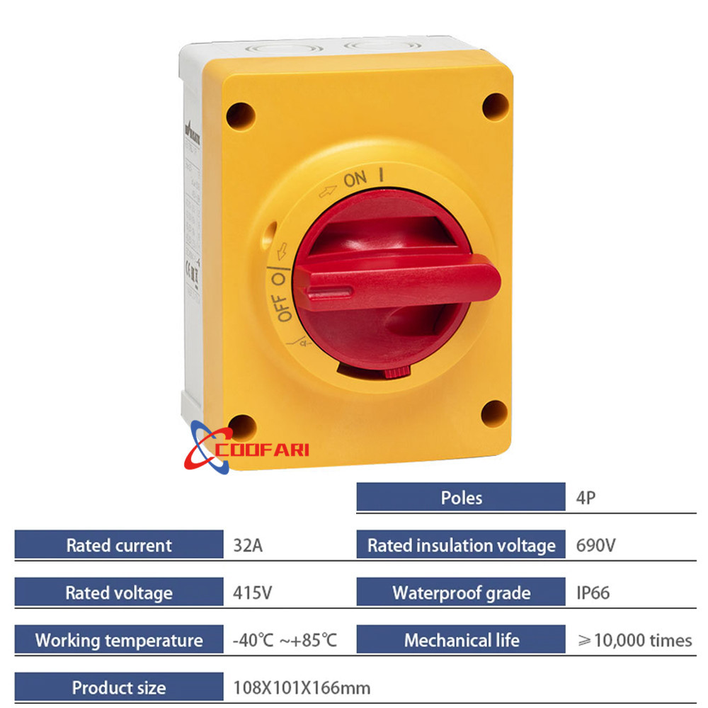 AC Isolator 415V AC 32A 63A IP66 Rating Solar Waterproof Isolator Switch | Shopee Philippines