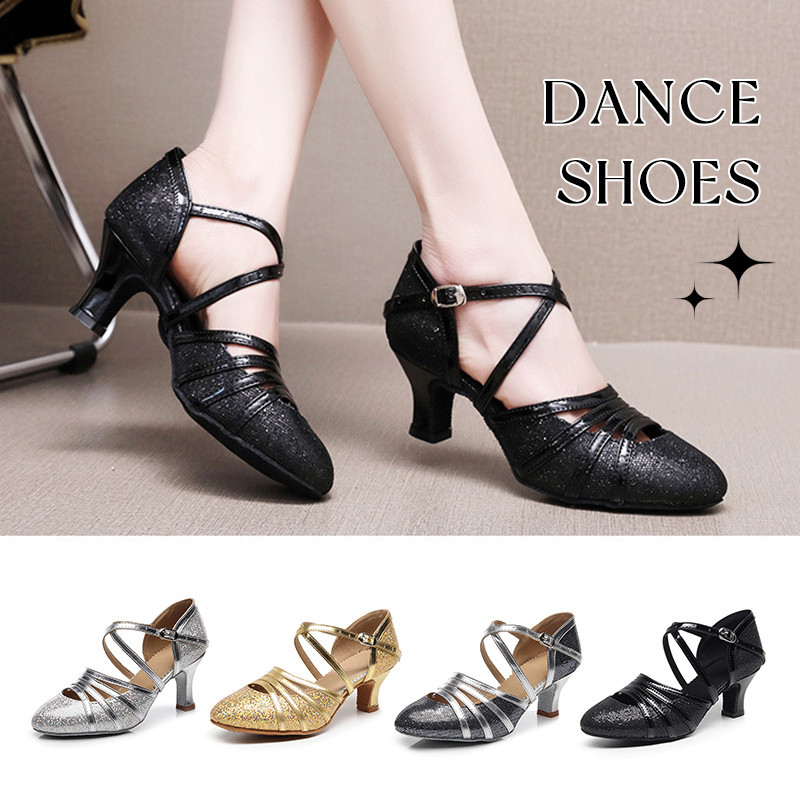 Glitter Dance Shoes Ladies and Girls Prom Line Up Latin Tango Waltz ...