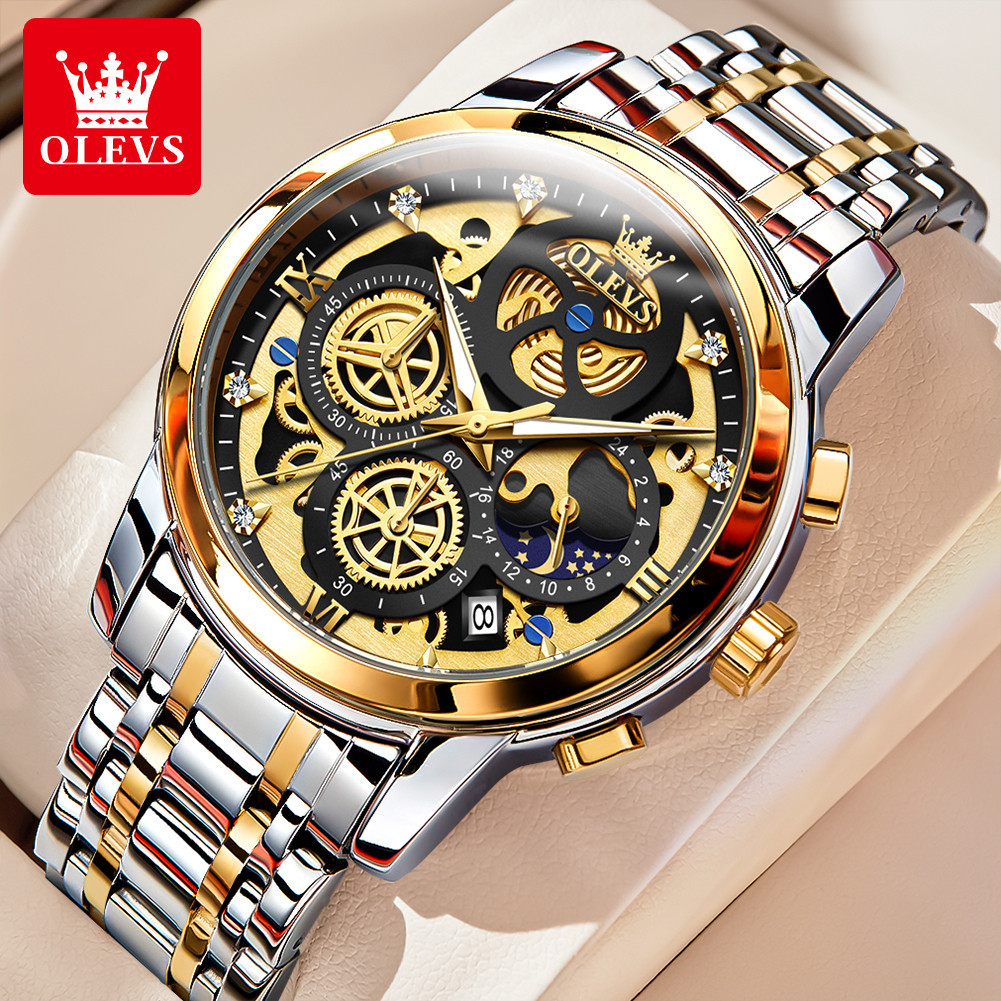 OLEVS Watch For Men Waterproof Original Quartz Stainless ...