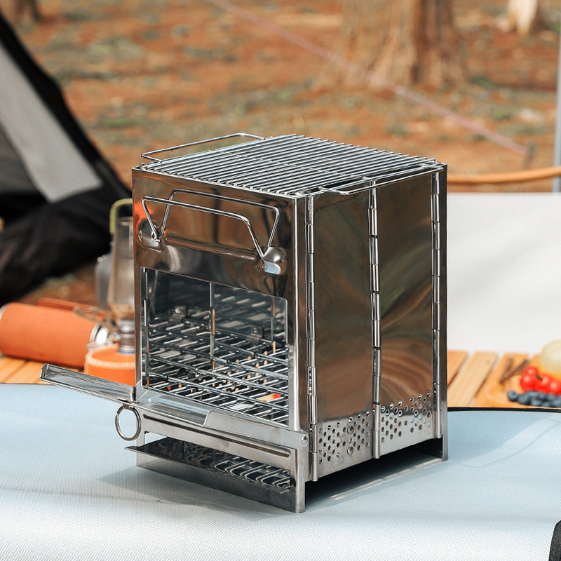 Outdoor Portable Mini Barbecue Stove Stainless Steel Folding Charcoal ...
