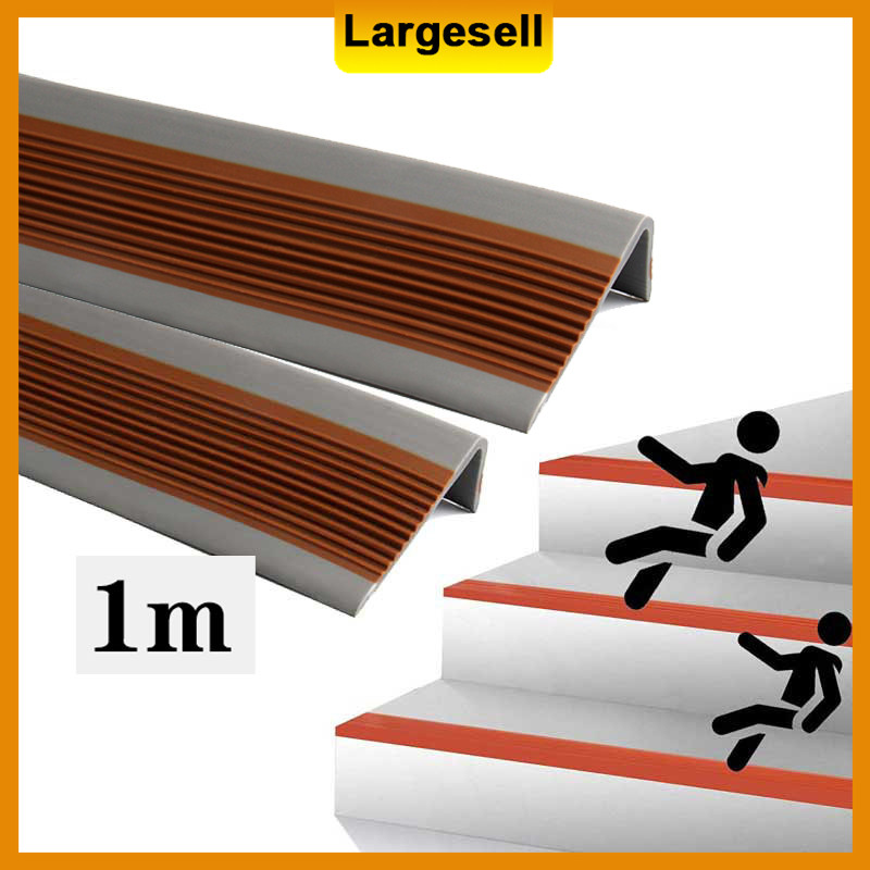 1 Meter PVC Rubber Stair Treads Self-Adhesive Stair Edge Protector L ...