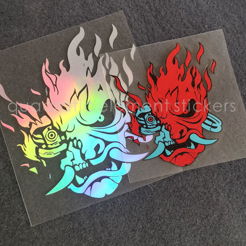 Cyberpunk Samurai Car Sticker 2077 Skull Head Personality Reflective ...