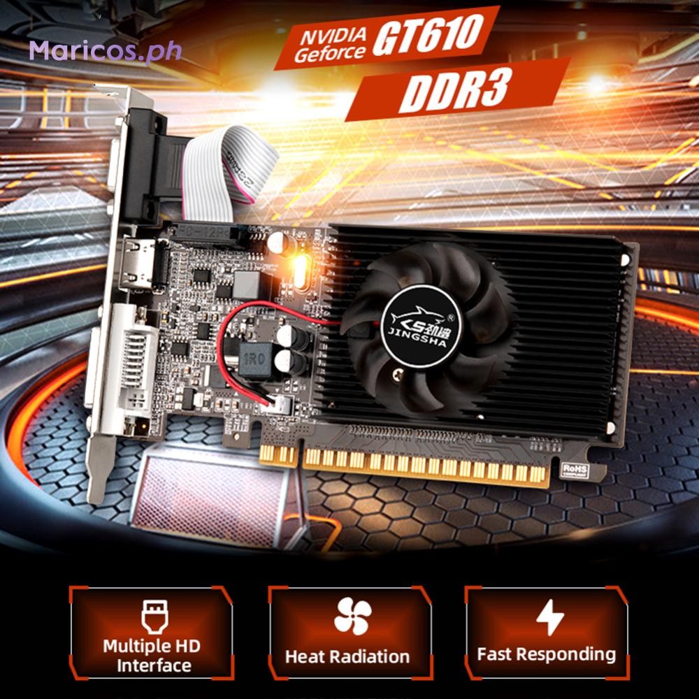 Original GT610 2G/1G Video Card PCIE X16 2.0 NVIDIA GeForce GT 610 DDR3 Graphics Card VGA HD DVI ...