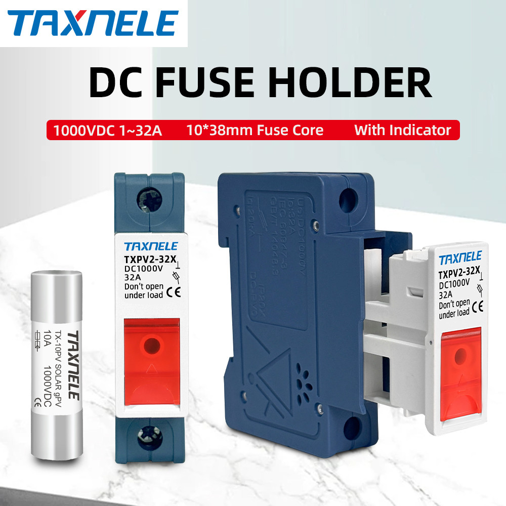 Solar DC Fuses 1000V PV Photovoltaic 10A 15A 20A 25A 30A DC Fuse Holder Short Circuit Protection ...