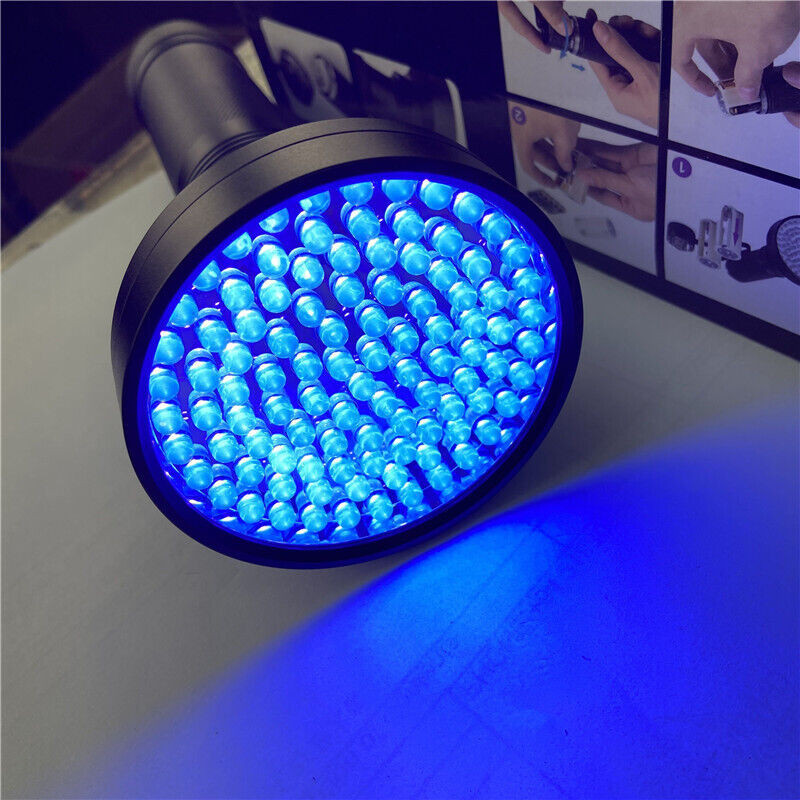 Uv Flashlight 100led Purple Light Money Detector Lamp Fluorescent Agent ...