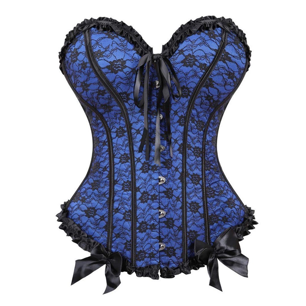 Blue Free Shipping Corset Bustier Sexy Top Flower Lace up Women ...