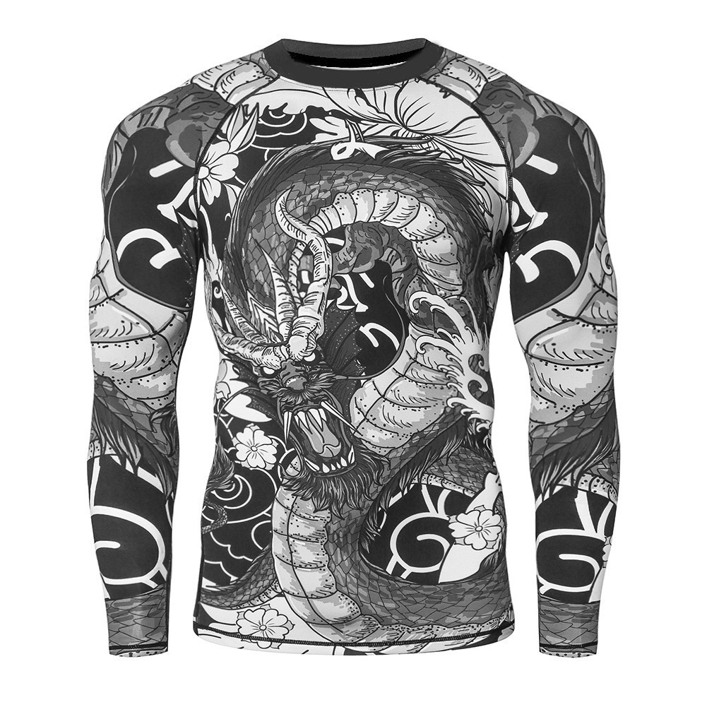 LAFROI Men's Long Sleeve Rush guard Swimsuit Fit Compression Rash Guard ...