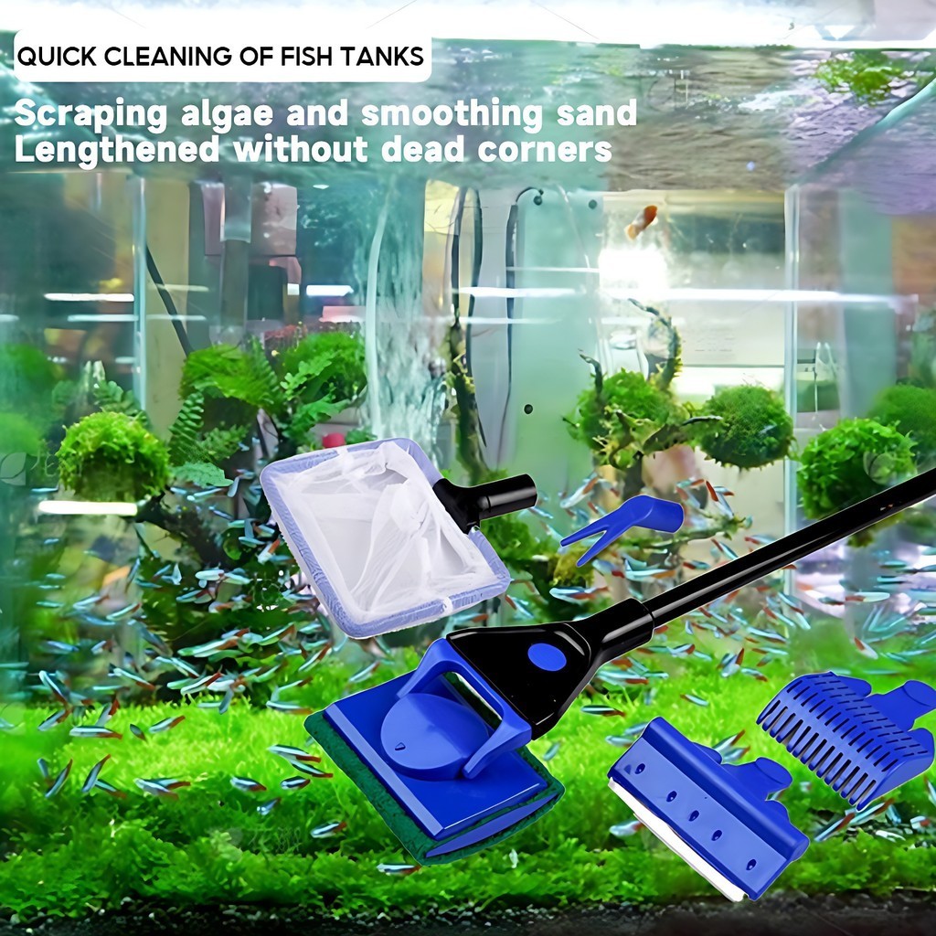 Fish Tank Cleaning Brush Aquarium Cleaning Tools Set 5 In 1 Easy To ...
