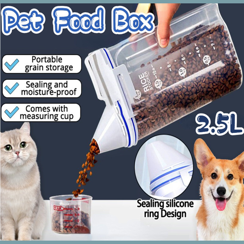 2.5L Pet Food Storage Container Cat Air Tight Sealed Storage Box Dog ...