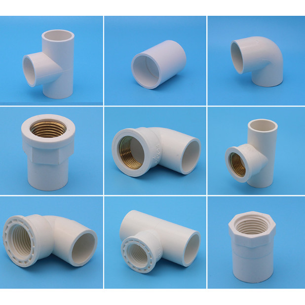 PVC Water Supply Pipe Fitting Tee Cross Straight Elbow Equal Connector ...