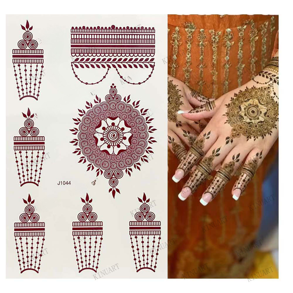 [New Arrive] Brown Henna Hand Tattoo Stickers Waterproof Temporary ...
