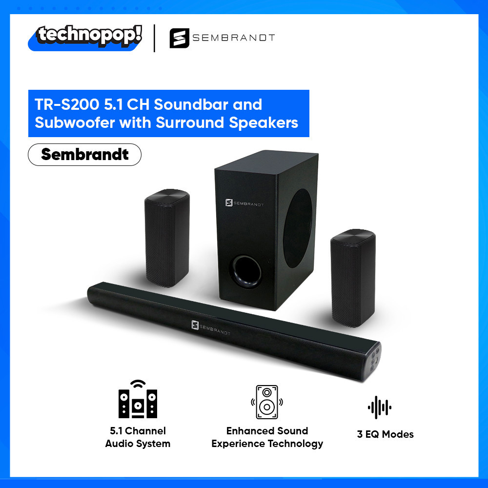 Sembrandt TR-S200 5.1CH Soundbar and Subwoofer with Surround Speakers ...