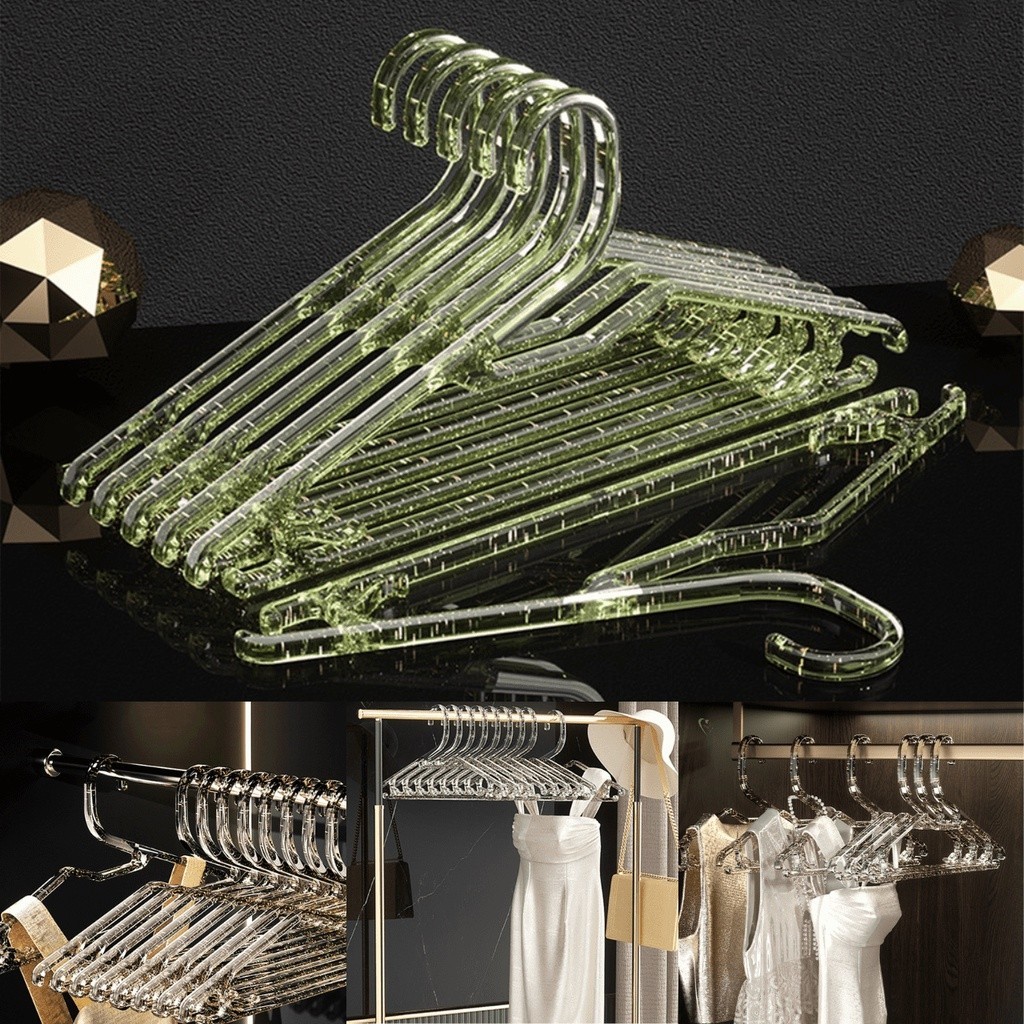 (STRONG MATERIAL) PVC Transparent Cloth Hanger Crystal Clear Plastic ...