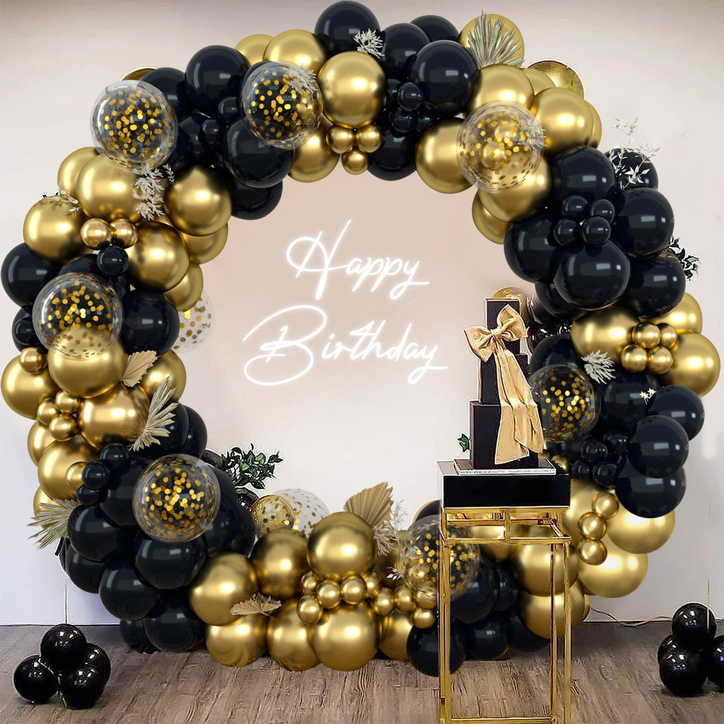 Balloon Set Arch Black Gold Balloon Garland Chain Birthday Party Decor ...