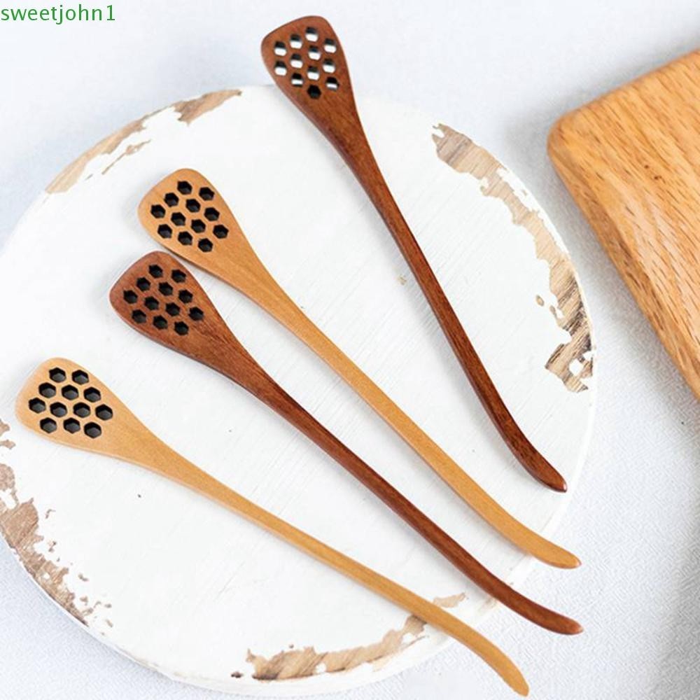 SWEETJOHN Kitchen Honey Dipper Cooking Stirrer Mixing Stick Comb Wooden ...
