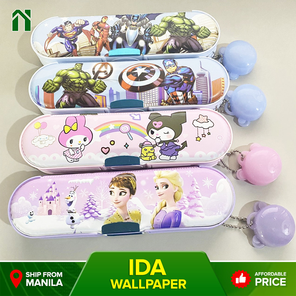 IDA Kids Magnetic Double Sided Pencil Case with Sharpener Cartoon ...