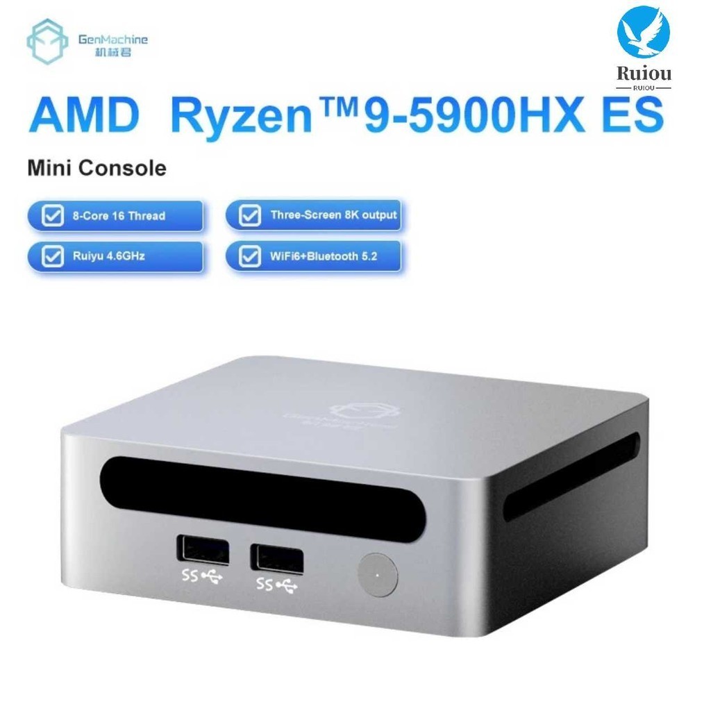 GenMachine AMD Ryzen 9 5900HX ES Mini PC Windows 11 Pro DDR4 Max 64GB 3 ...