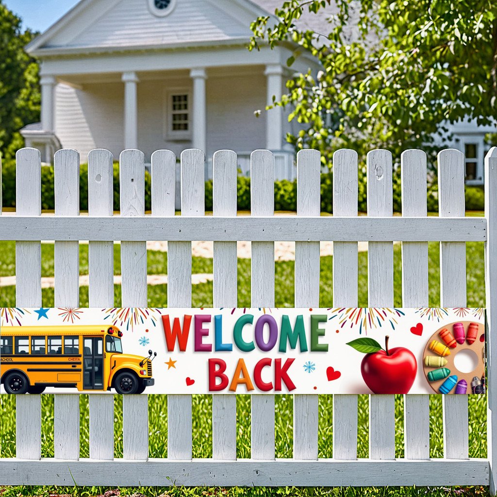 Welcome Back School Banner Educational Backdrop Classroom Decoration ...