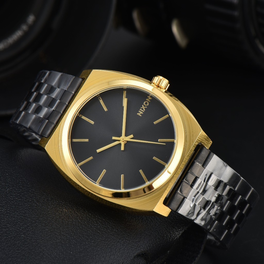 Nixon NIXON Stainless Steel Case Stainless Steel and Leather Strap Men ...