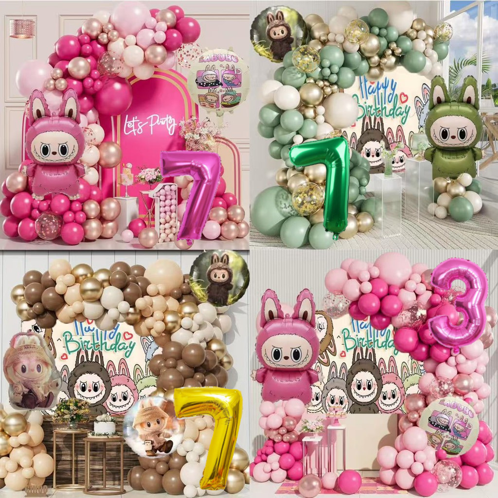 Labubu Theme Balloon Arch Kit 1-9 th decor Girl Birthday Baby Shower ...