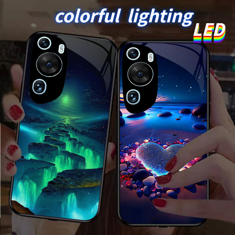 Aurora glass LED light glow phone casing Protector cover for iPhone ...