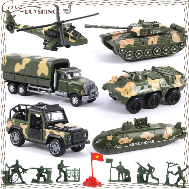 BS 1:52 Simulation Military Tank Pull-back Armored Car Airplane Model ...