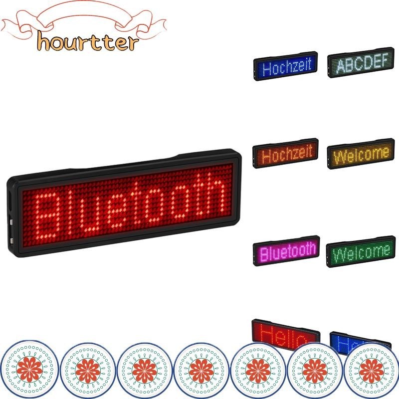 Bluetooth LED Name Badge Rechargeable Light Sign DIY Programmable ...
