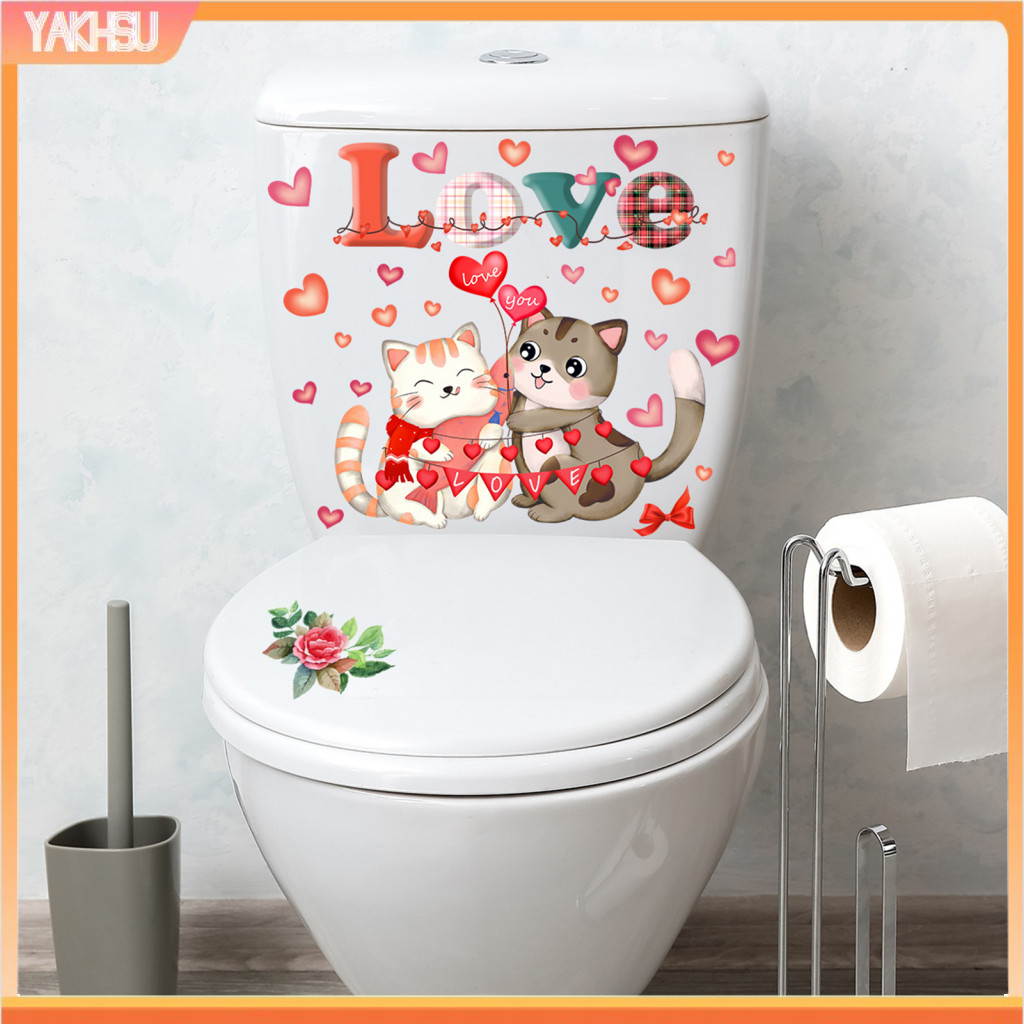 yakhsu| Toilet Sticker Cat Design Toilet Seat Sticker Adorable Cat Love ...